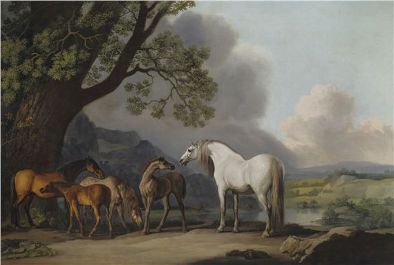 George Stubbs | Mares and Foals in an extensive landscape | MutualArt