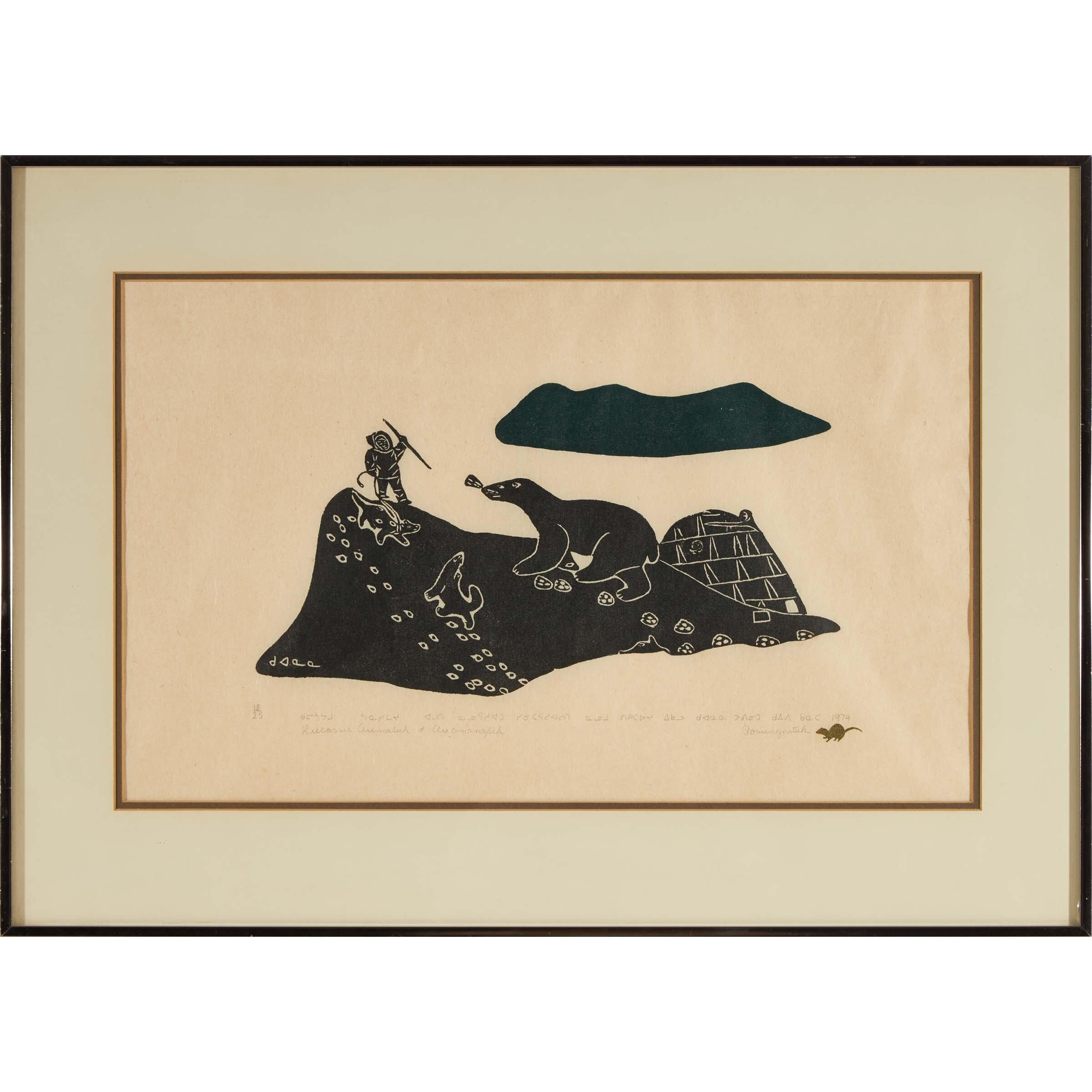 Lucassie Qumaluk | POLAR BEAR APPROACHING CAMP (1974) | MutualArt