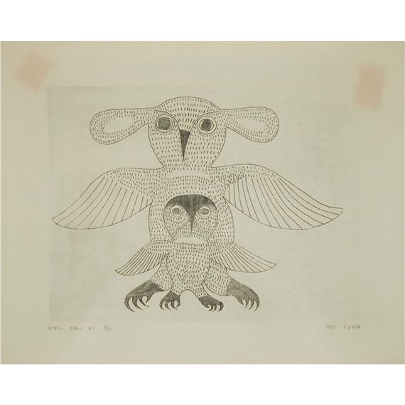 Kenojuak Ashevak | BIRD WITH YOUNG (1963) | MutualArt