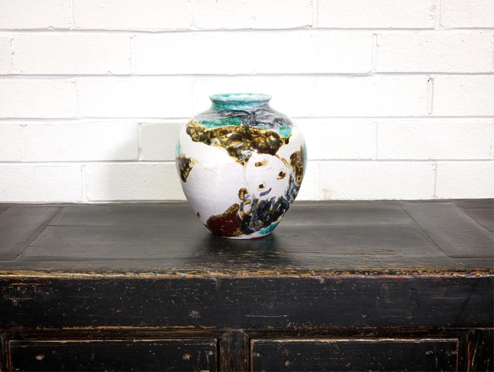 Garry Shead | hand-painted and glazed studio pottery vase depicting a ...