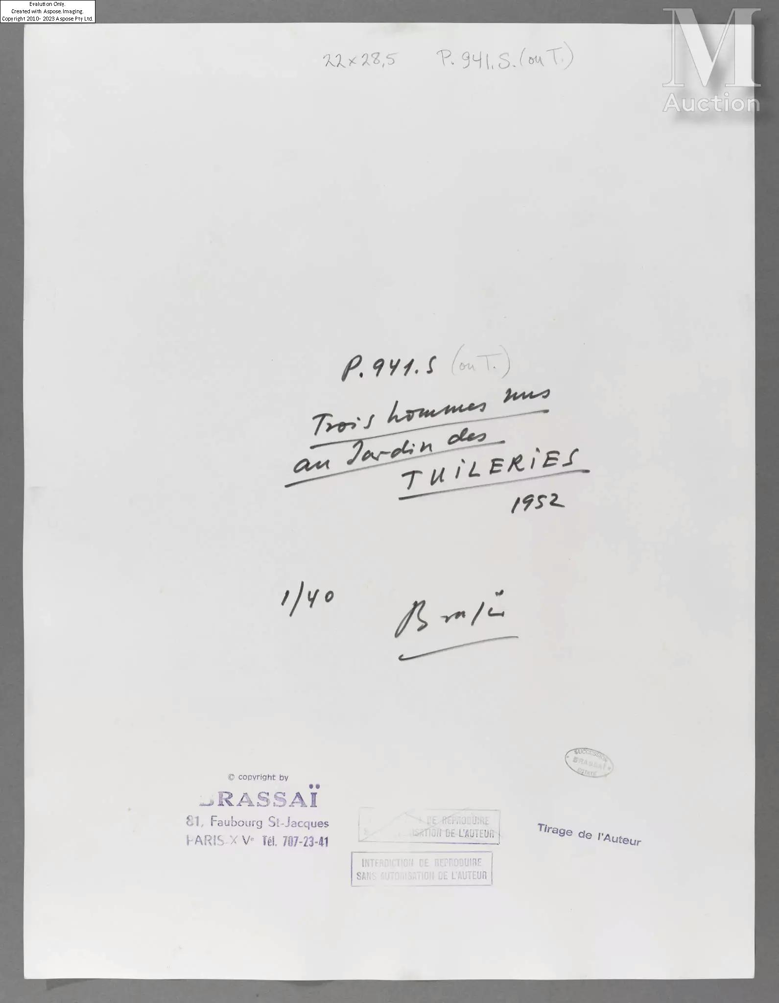 Brassaï | BRASSAÏ (Gyula Halász, dit) (1899-1984 (1952) | MutualArt