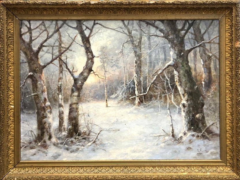 Karl Rosen | Quiet winter day in the forest glade at sunset | MutualArt