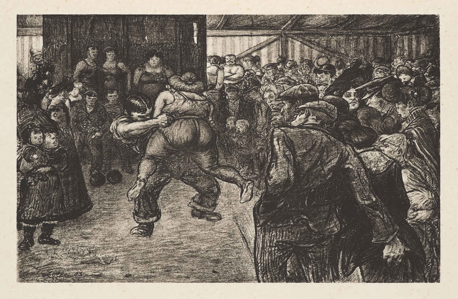 Heinrich Zille | Ringkampf in der Schaubude (1903 - 1964) | MutualArt