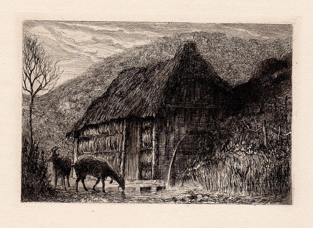 Philip Gilbert Hamerton | Philip Gilbert Hamerton Goats and a Thatched ...