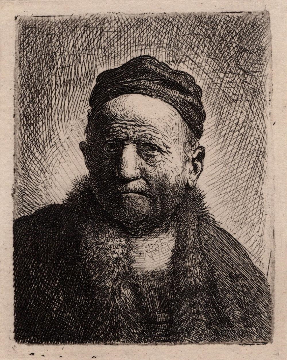 Rembrandt van Rijn | 1800s Rembrandt Etching B304 Man wearing a Close Cap DURAND Original Framed ...