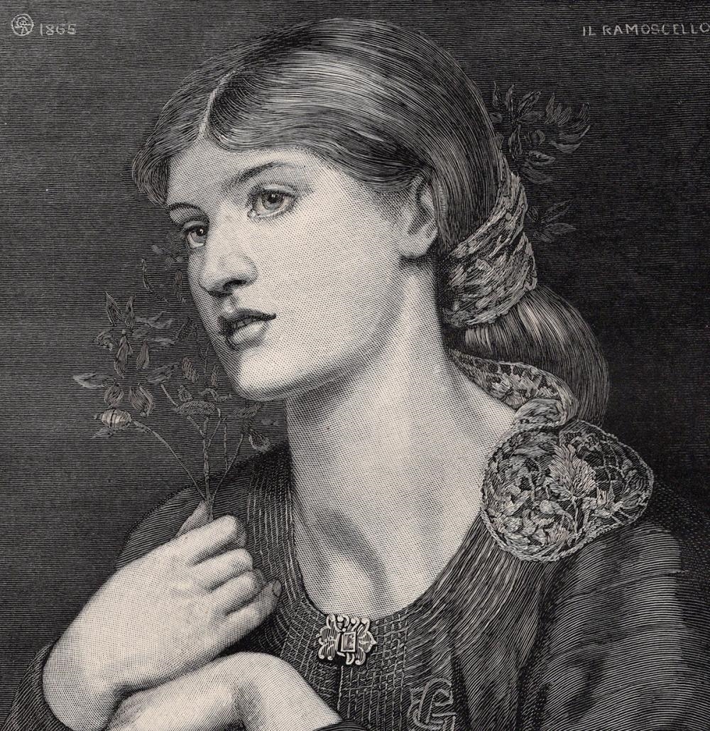 Dante Gabriel Rossetti | DANTE ROSSETTI 1800s Antique Print Young Girl ...