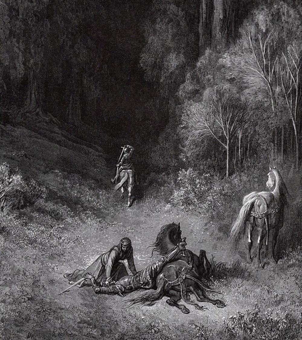 Gustave Doré | Gustave DORE 1800s Woodcut Angelica Consoles Sacripante ...
