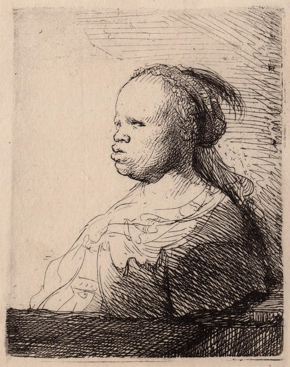 Rembrandt van Rijn | 1800s Rembrandt Etching B357 Woman in Profile Durand Original Framed (Circa ...