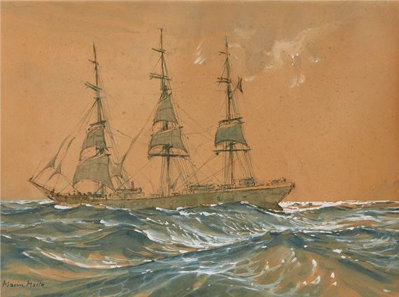 Marin-Marie | Three-masted ship at sea | MutualArt