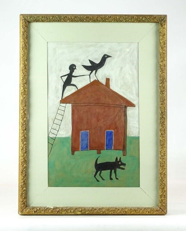 Bill Traylor | Man on White, Woman on Red / Man with Black Dog, double ...