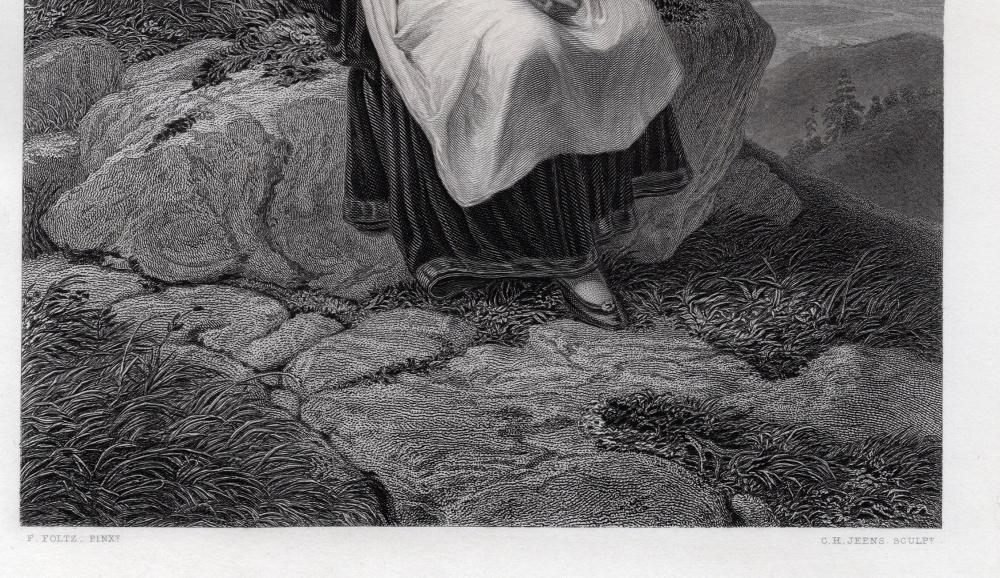 Philipp von Foltz | 1800s Philipp von Foltz Engraving Seated Tyrolean ...