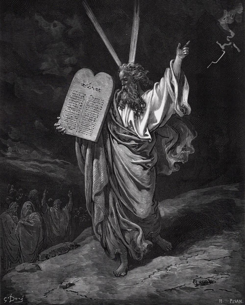 Gustave Doré | Gustave Dore 1800s Biblical Woodcut Moses with the ...