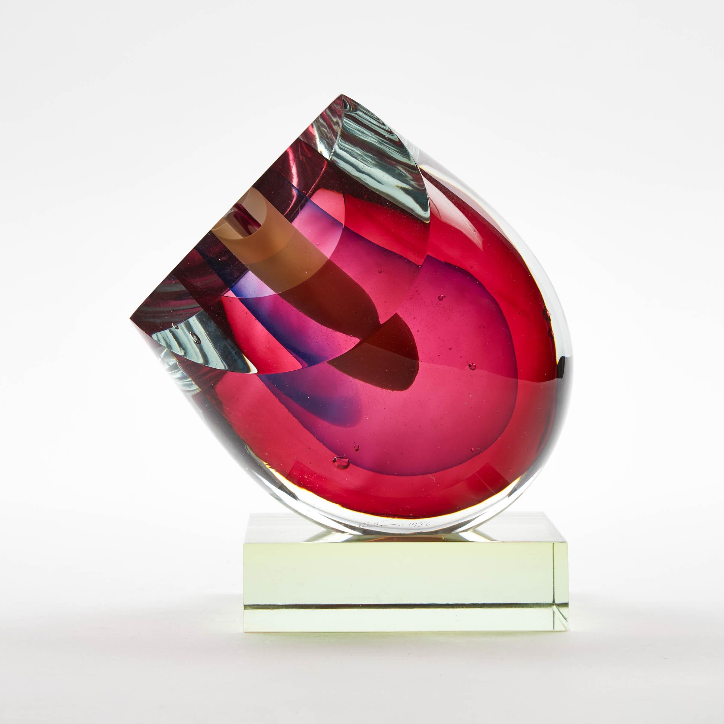 Harvey Littleton | Red and Blue Glass Sculpture (1980) | MutualArt