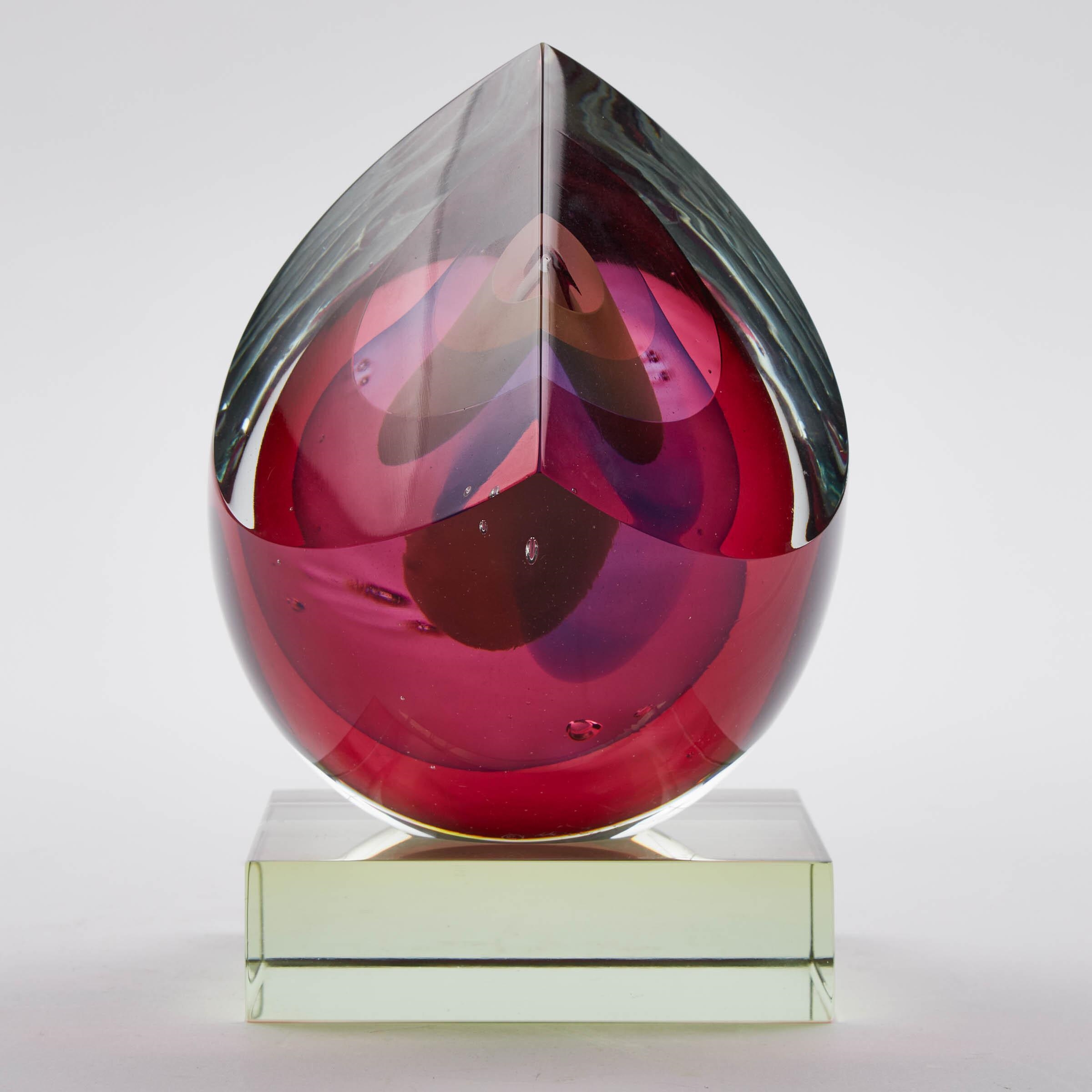Harvey Littleton | Red and Blue Glass Sculpture (1980) | MutualArt