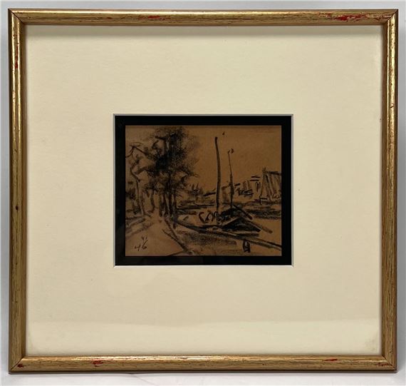 Jan Altink | Tekening van een schuit te water toegeschreven aan Jan ...