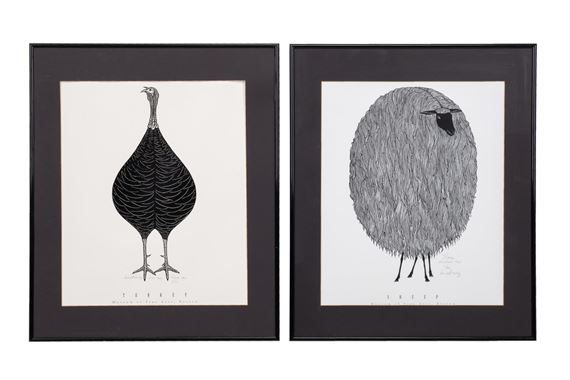 Jacques Hnizdovsky | JACQUES HNIZDOVSKY 2 PRINTS; TURKEY & SHEEP 1961 ...