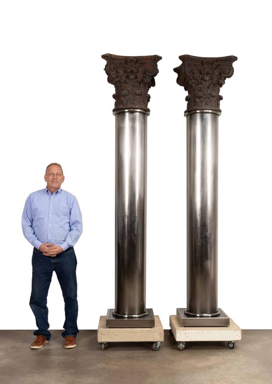 Bruce Anderson | PAIR MODERN FIBERGLASS & STAINLESS STEEL COLUMNS (1970 ...