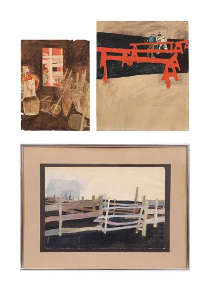 Robert Edward Weaver | ROBERT WEAVER, 3 LANDSCAPE & FIGURAL WATERCOLORS ...