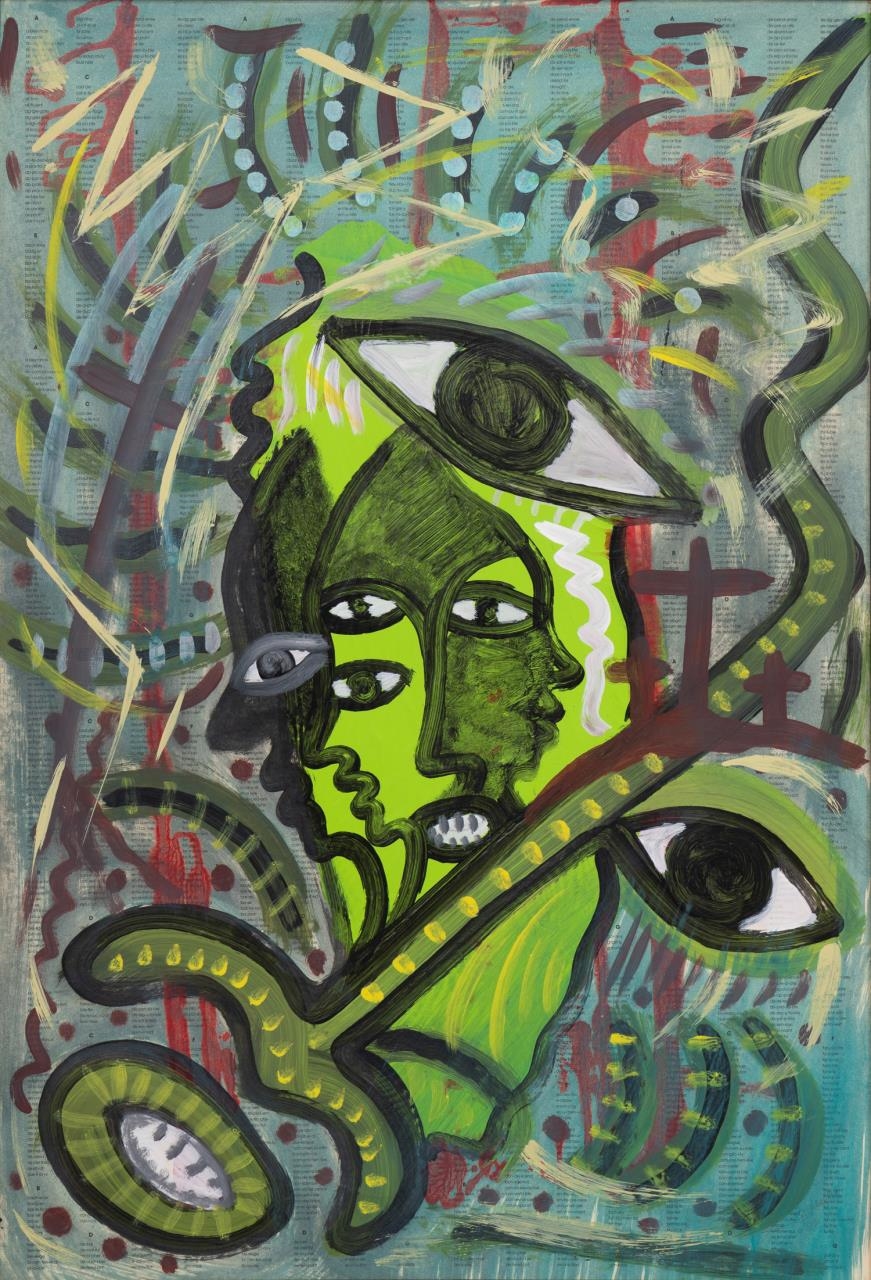 Lonnie Holley | LONNIE HOLLEY, FOLK ART ABSTRACT FACE O/B 1992 (1992 ...