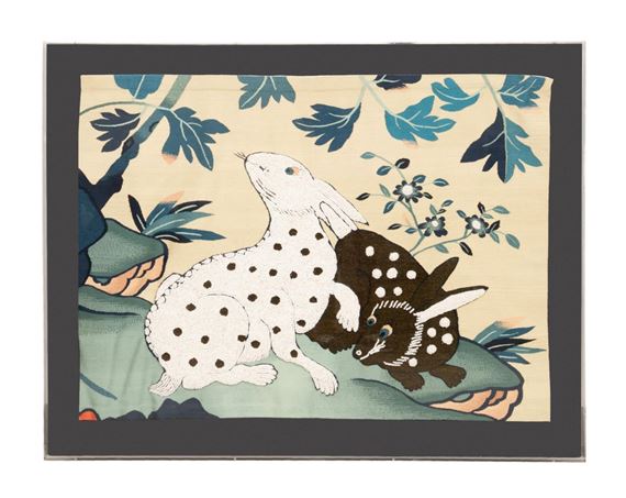 Jon Eric Riis | JON ERIC RIIS RABBITS WOVEN TEXTILE W/ SEED PEARLS ...