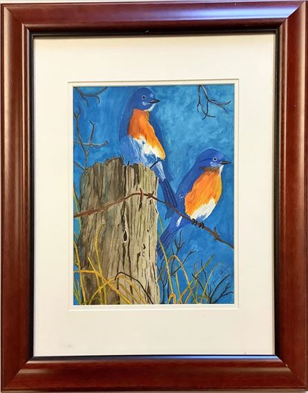 Jeanne Wheeler | Signed Pastel, ‘Bluebirds' | MutualArt