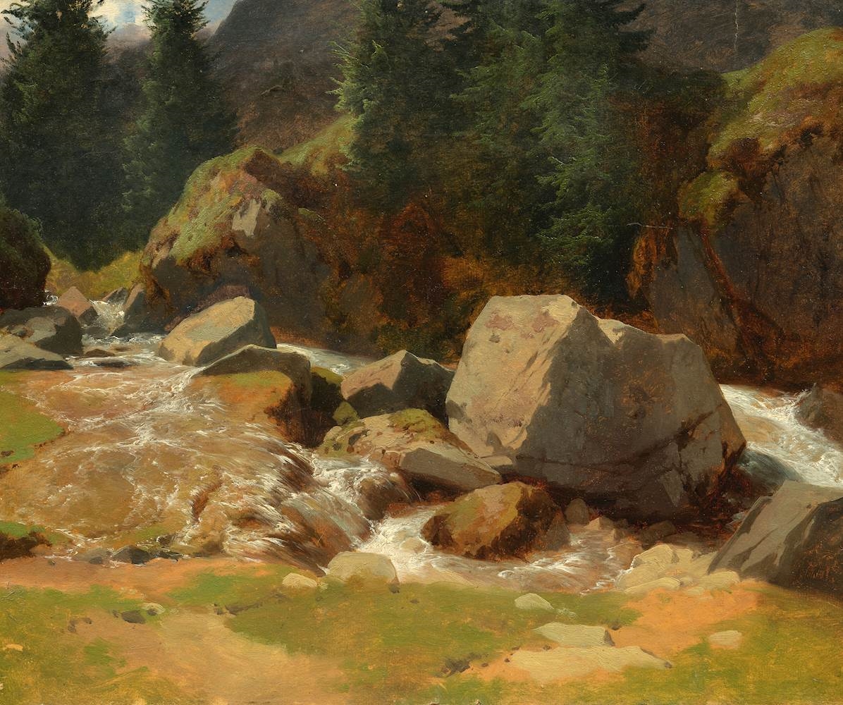 Alexandre Calame | Mountain stream (1862) | MutualArt