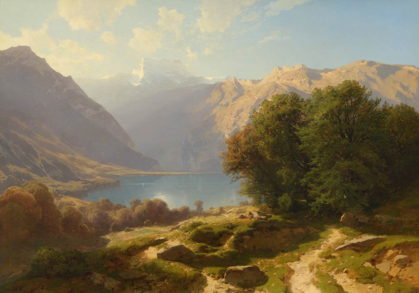Alexandre Calame | Vue de l’extrémité du lac de Genève pris de Montreux (1863) | MutualArt