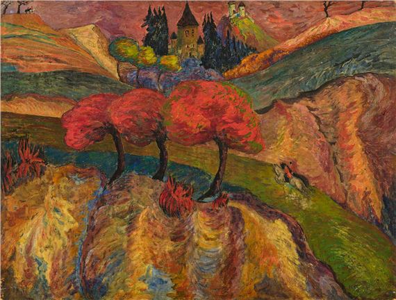 Marianne von Werefkin | Romantic landscape with riders (Circa 1915 ...