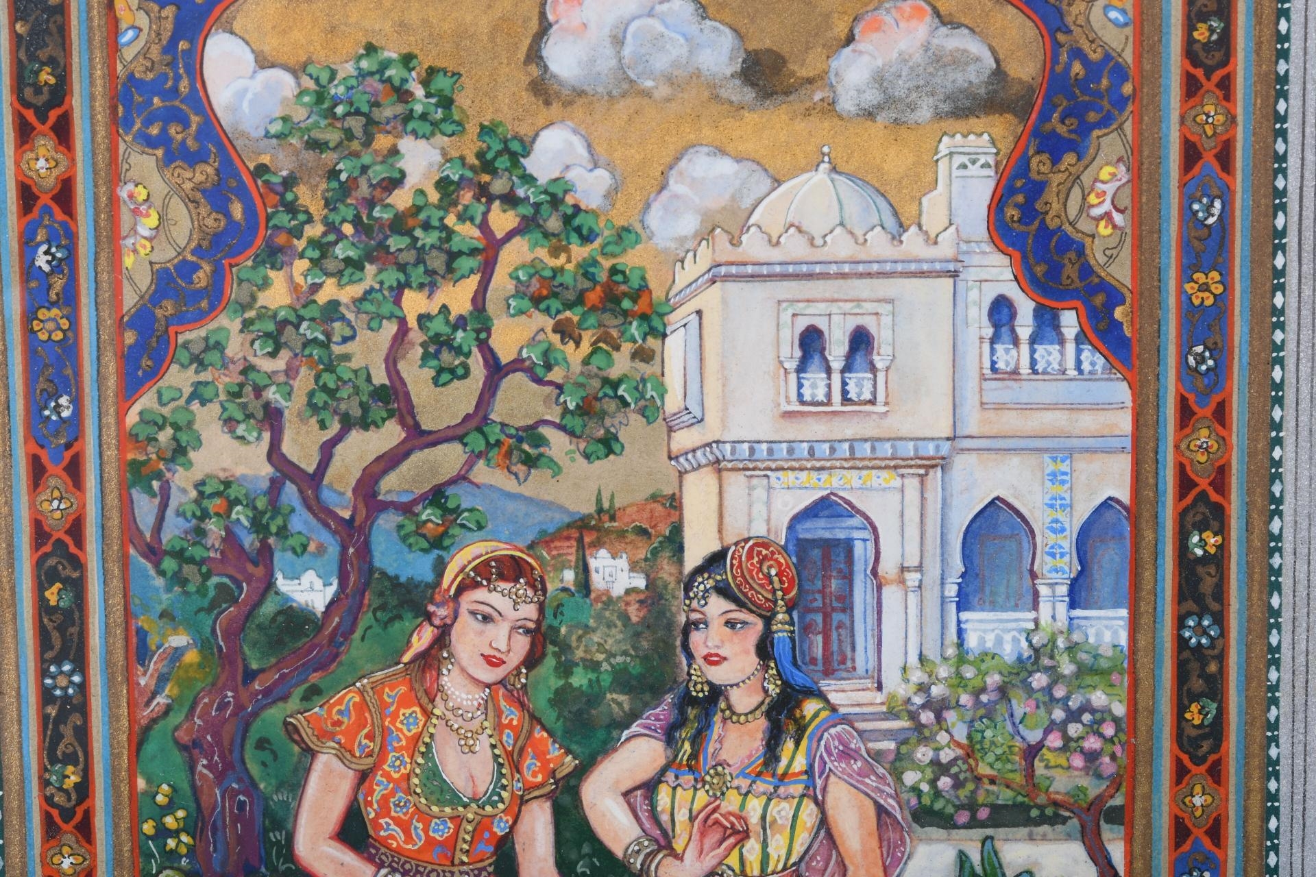 Mohammed Racim | Deux jeunes filles dans un jardin | MutualArt