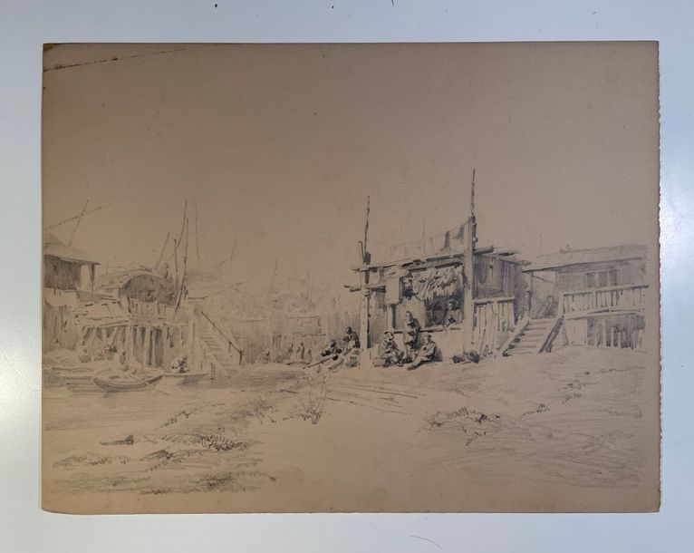 Auguste Borget | Animated riverside scene in China | MutualArt