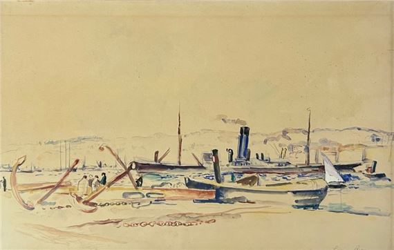 Louis Adolphe Riou | The port of Algiers (1893) | MutualArt