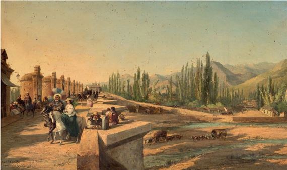 Ernest Charton de Treville | View of the Calicanto Bridge in Santiago ...