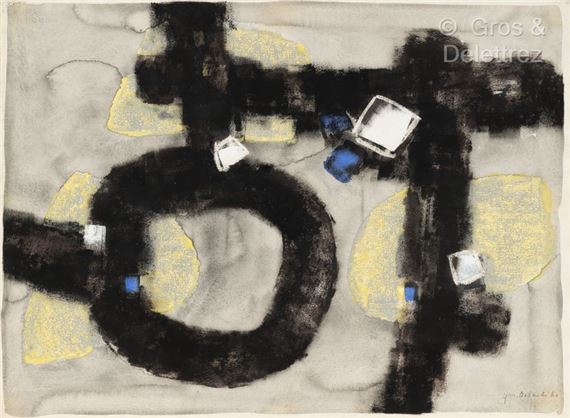 Jun Dobashi | Large composition with gray background (1961) | MutualArt