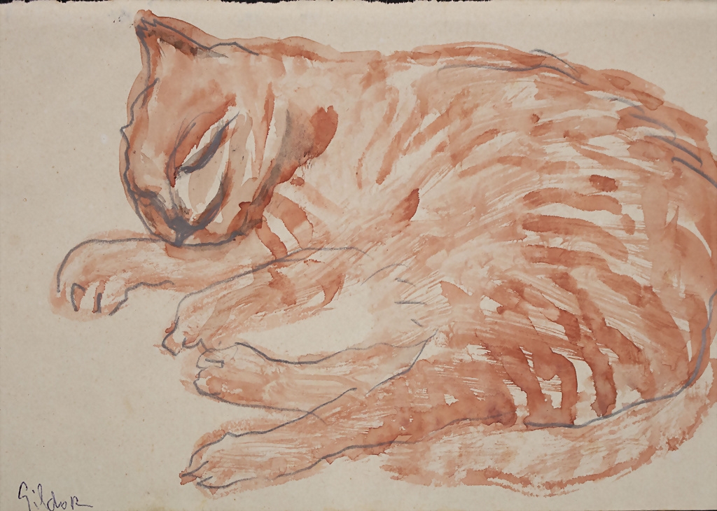 Jacob Gildor | 'Schlafende rote Katze' / 'Sleeping red cat' | MutualArt