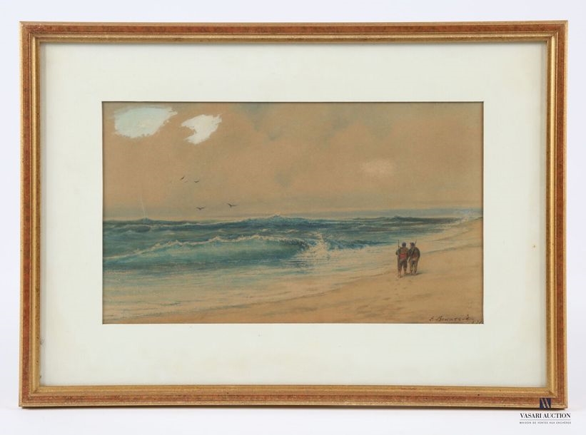 Louis Emile Benassit | Hunter at the beach (1871) | MutualArt