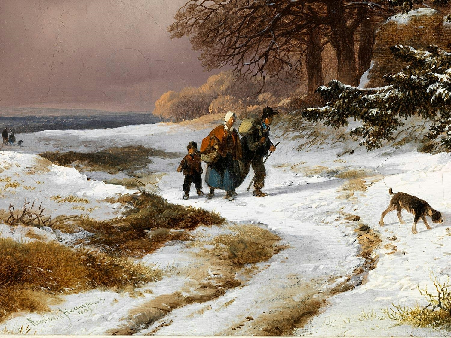 Remigius Adrianus Van Haanen | Landscape in Winter with Wood Collectors ...