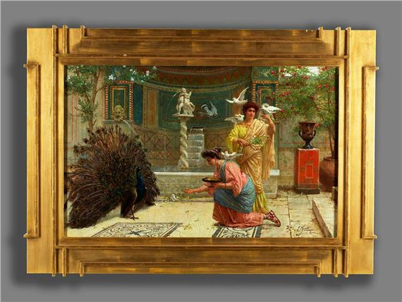 Ettore Forti | RÖMISCH-POMPEJANISCHE GENRESZENE MIT PFAU (19th Century 20th Century) | MutualArt