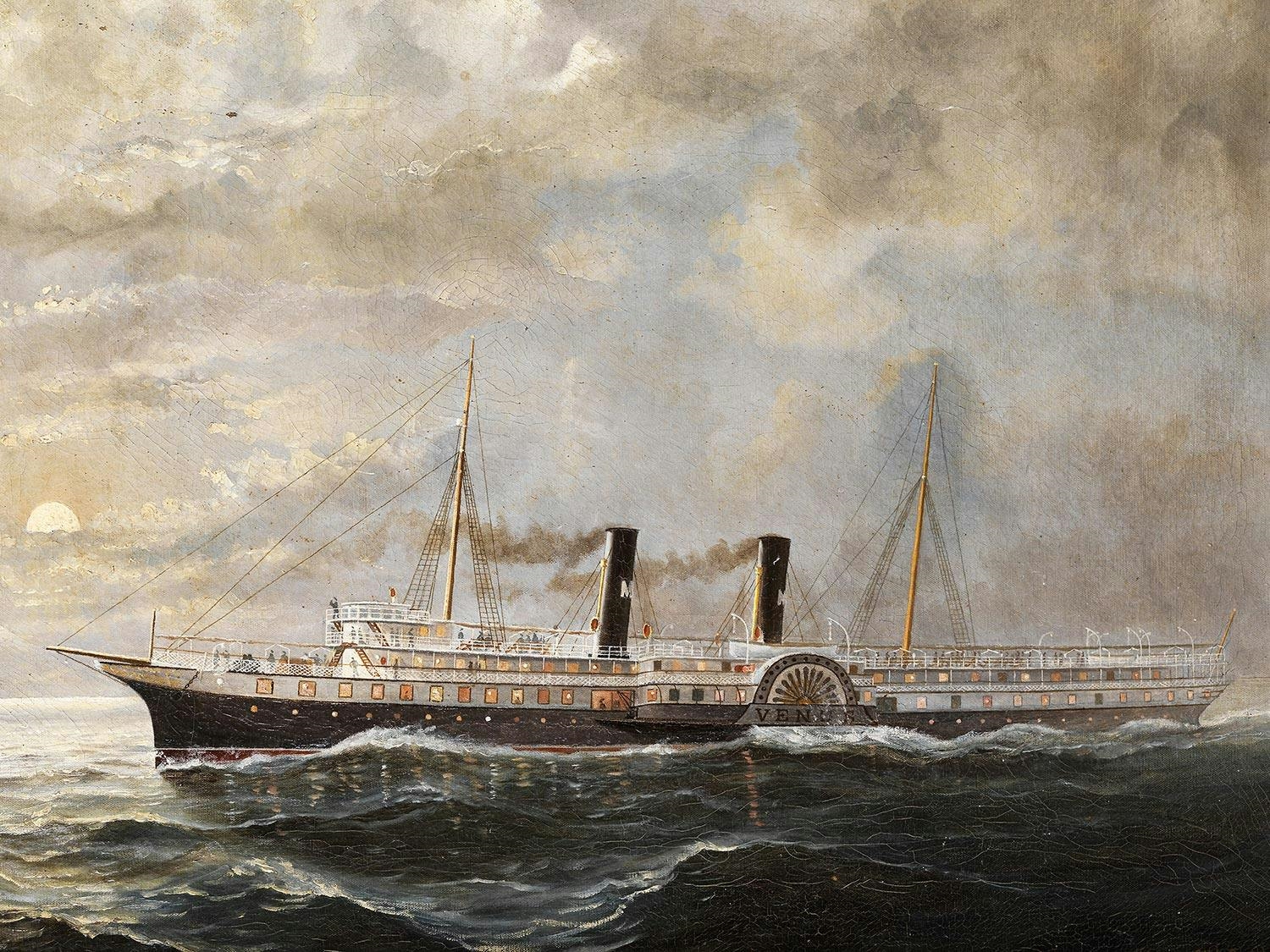 William Lindsey Challoner | SEGELSCHIFF UND RADDAMPFER AUF OFFENER SEE ...