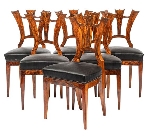 Josef Danhauser | Six Biedermeier Black Walnut Dining Chairs (Early 19 ...
