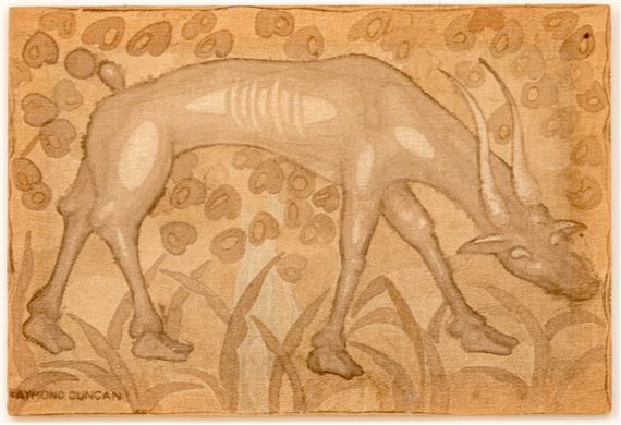 Raymond Duncan | 1874-1976) Watercolor Painting On Thin Fabric | MutualArt