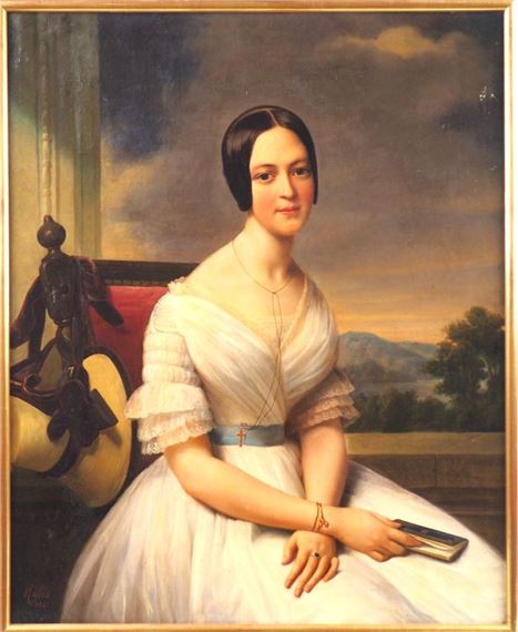 Luigi Rubio | Portrait de jeune fille à la robe de soie blanche (1841 ...