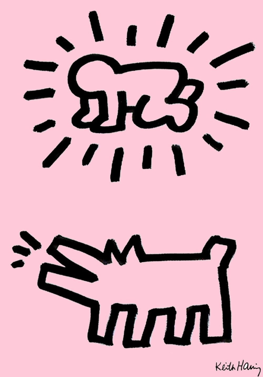 Keith Haring | Keith Haring pink Printed on Beaux-Arts paper | MutualArt