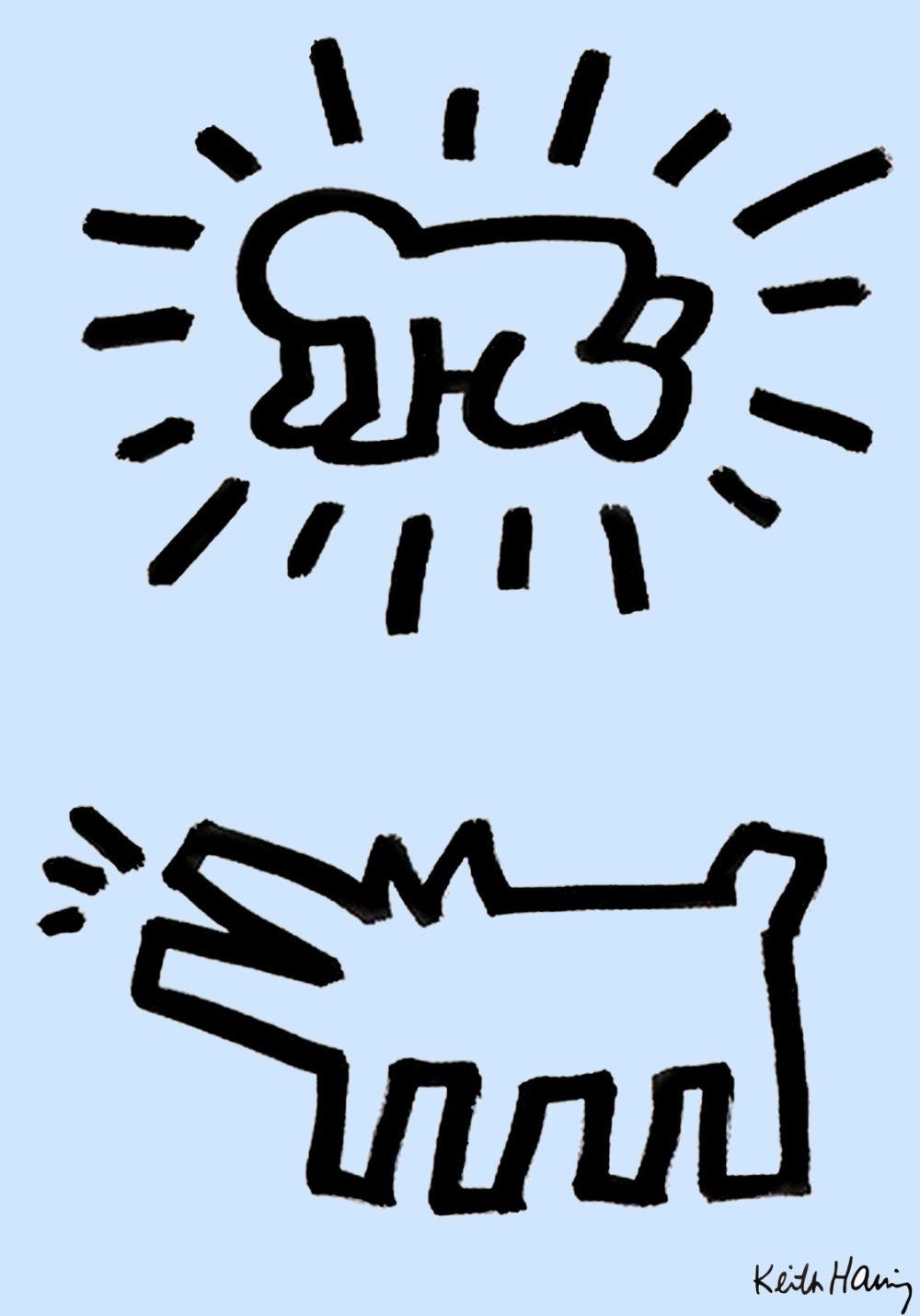 Keith Haring | Keith Haring blue Printed on Beaux-Arts paper | MutualArt