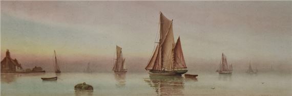 Garman Morris | A maritime landscape depicting a fishing fleet | MutualArt