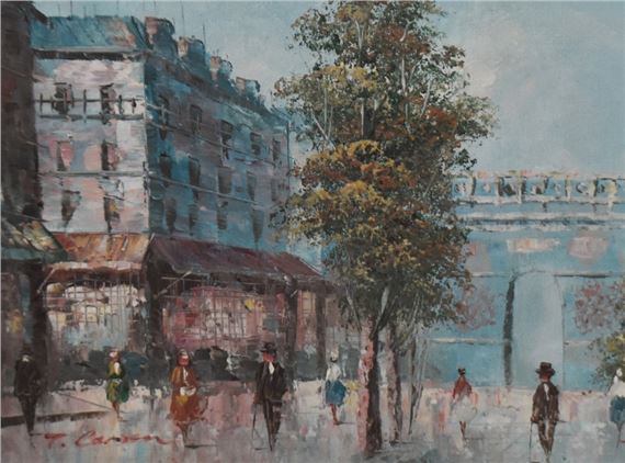 T. Carson | A French street scene in the Impressionist style | MutualArt