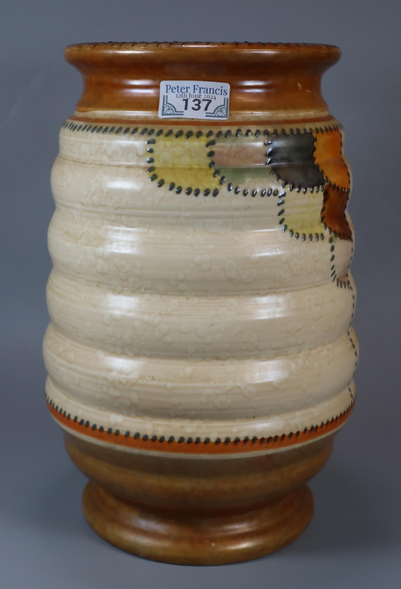 Charlotte Rhead | Art Deco large Crown Ducal Charlotte Rhead ribbed ...