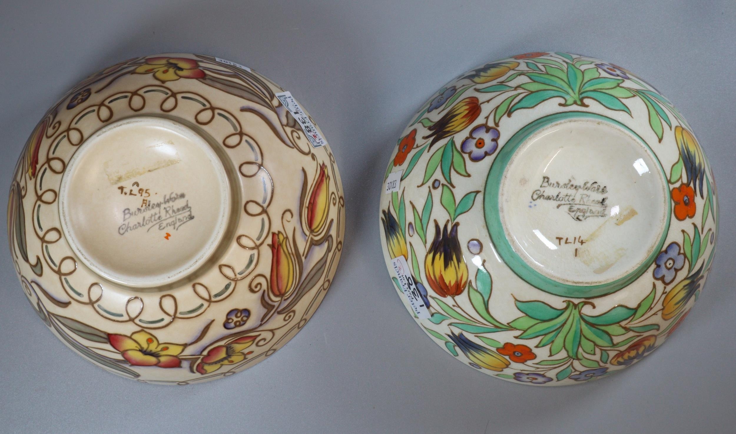 Charlotte Rhead | Two Charlotte Rhead Art Deco Bursley Ware tube lined ...