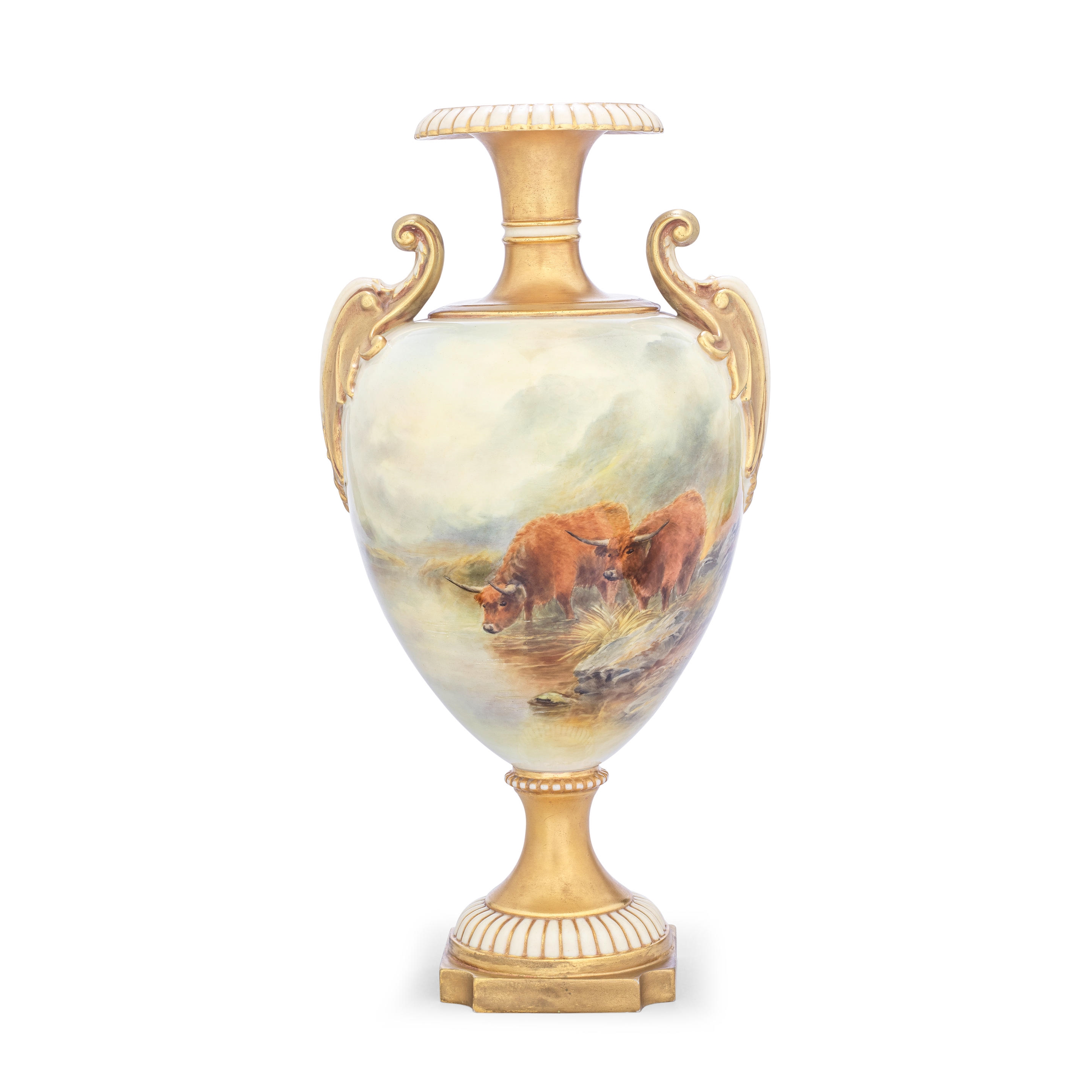 John Stinton | A large Royal Worcester vase by John Stinton, dated 1919 ...
