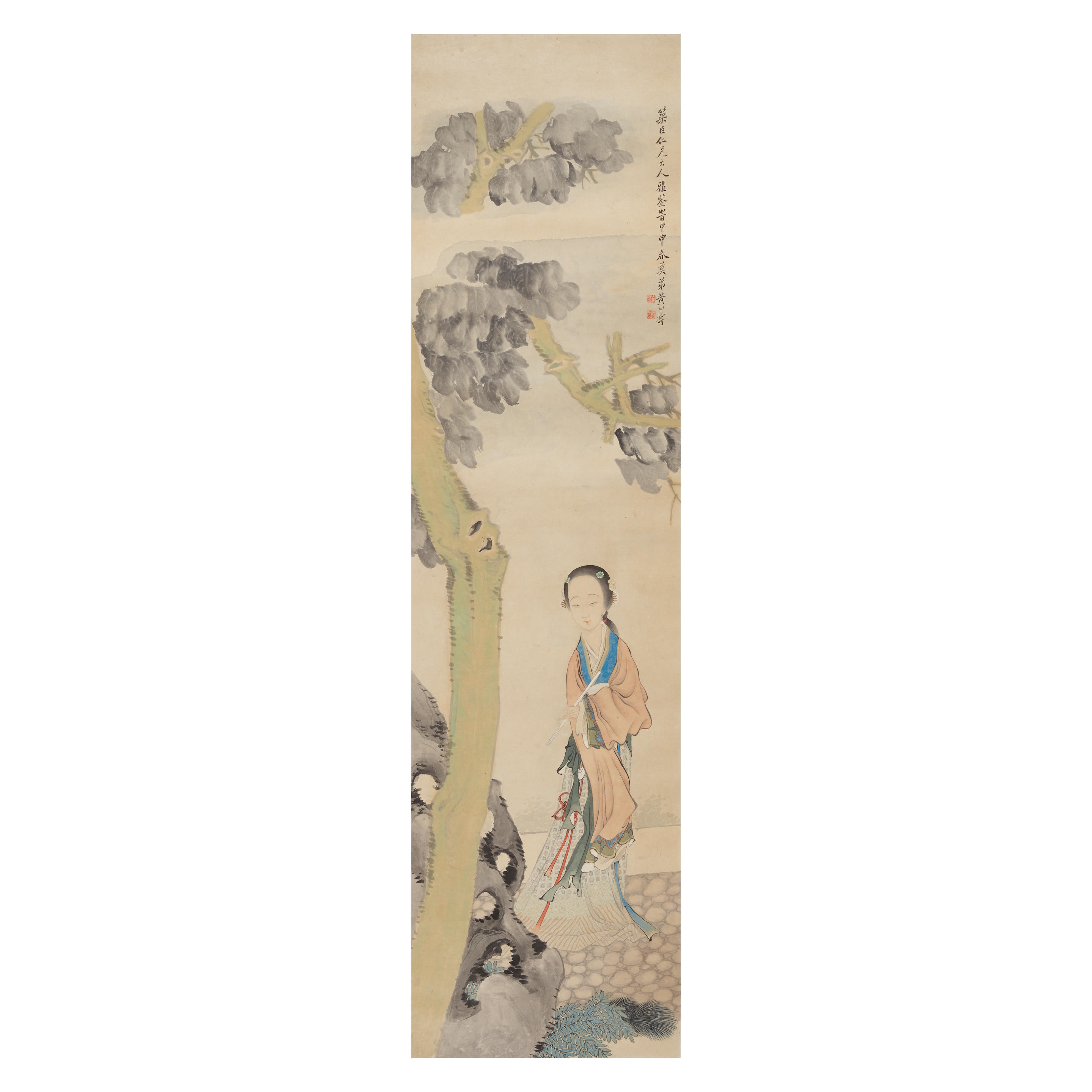 Huang Shanshou | Beauty under a Wutong Tree, 1884 (1884) | MutualArt