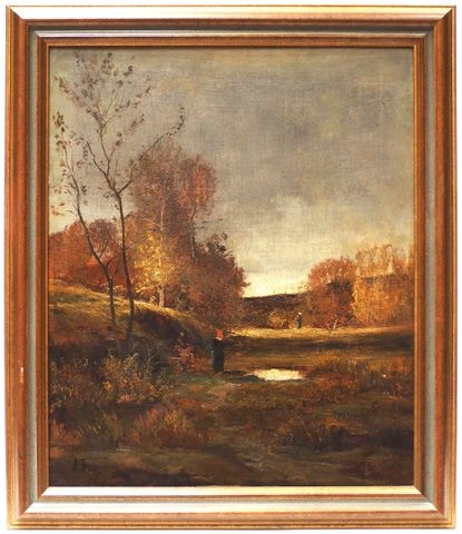 Anna Boch | Anna BOCH (1848-1936) Paysage animé Huile sur toile signée ...